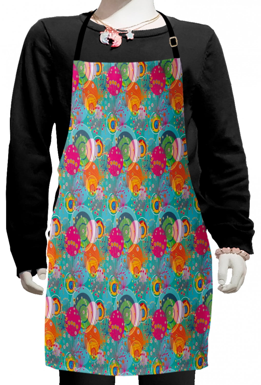 Floral Kids Apron, Dandelions Flowers Circles Vibrant Spring Sun Rays ...