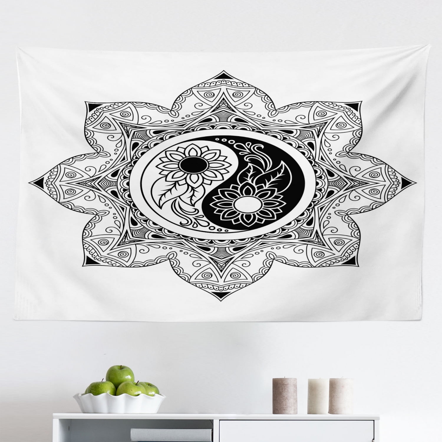 Ying Yang Tapestry, Stars and Moon Design Starry Night Sky Peace Magic ...