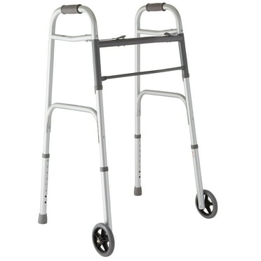 Equate Folding Walker with 5" Wheels, Black, 350 lb Limit HSA/FSA ...