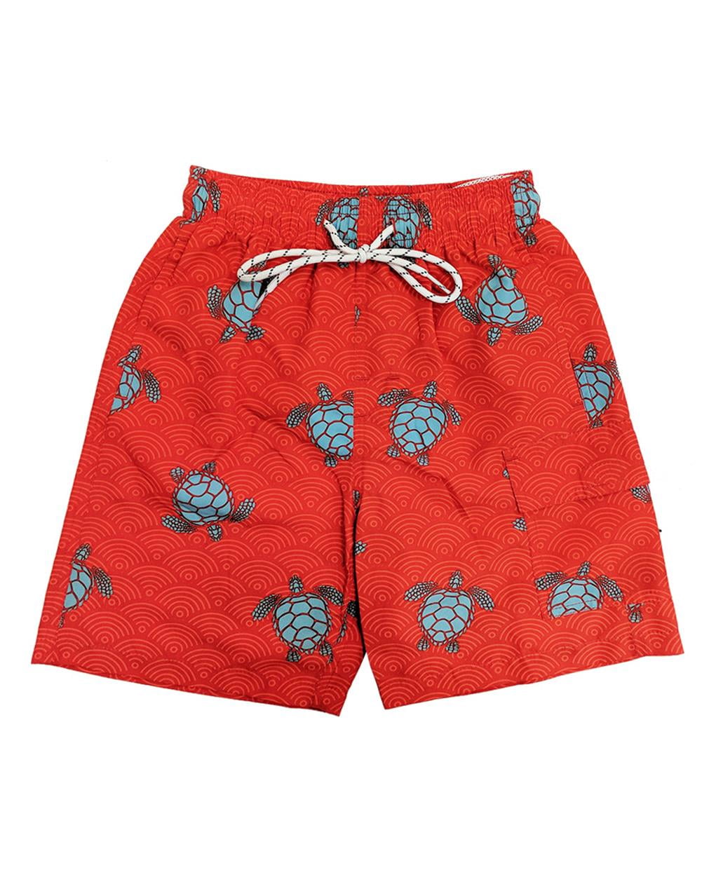 UZZI Kids Swim Shorts Fast Dry Fun Print, Red Turtles, Size: 6-8, Uzzi ...