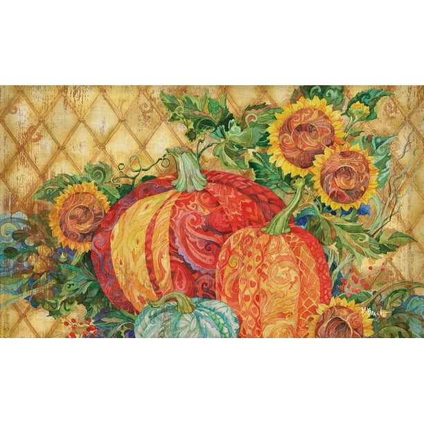 Toland Home Garden Boho Pumpkins Sunflower Fall Door Mat 18x30 Inch ...