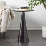 DecMode 16" x 24" Black Aluminum Cone Geometric Accent Table with ...