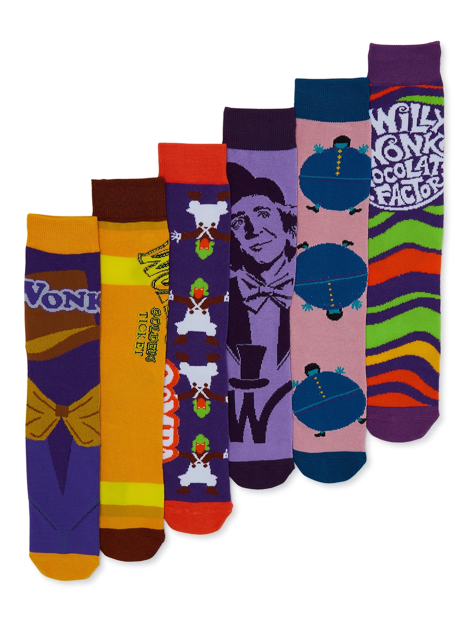 Willy Wonka Men's Crew Socks, 6-Pack - Walmart.com