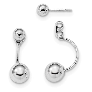 Primal Silver Sterling Silver Ball Front Back Post Earrings - Walmart.com