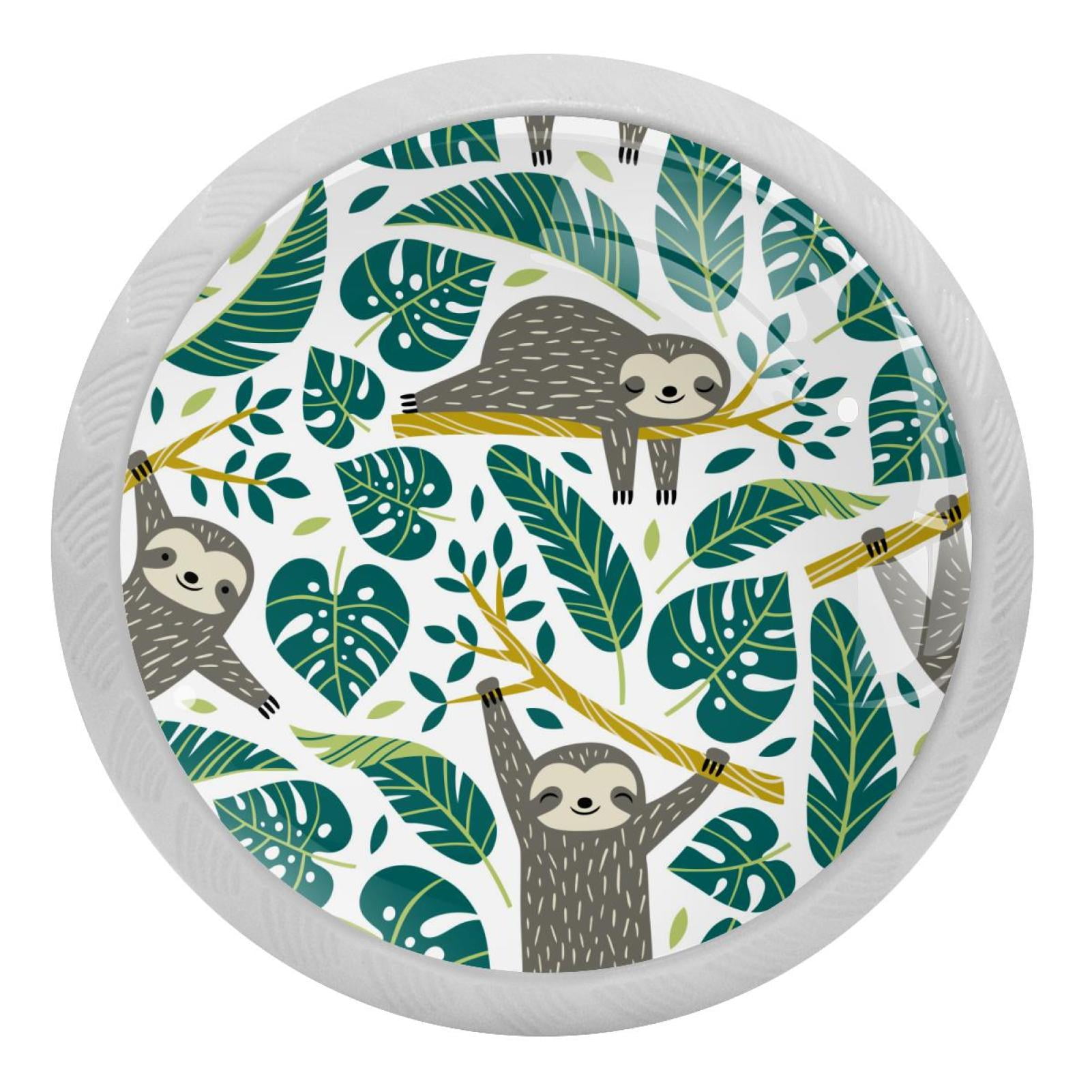 4PCS Round Cartoon Sloth Cabinet Fluorescence Knob Glowing in the Dark ...