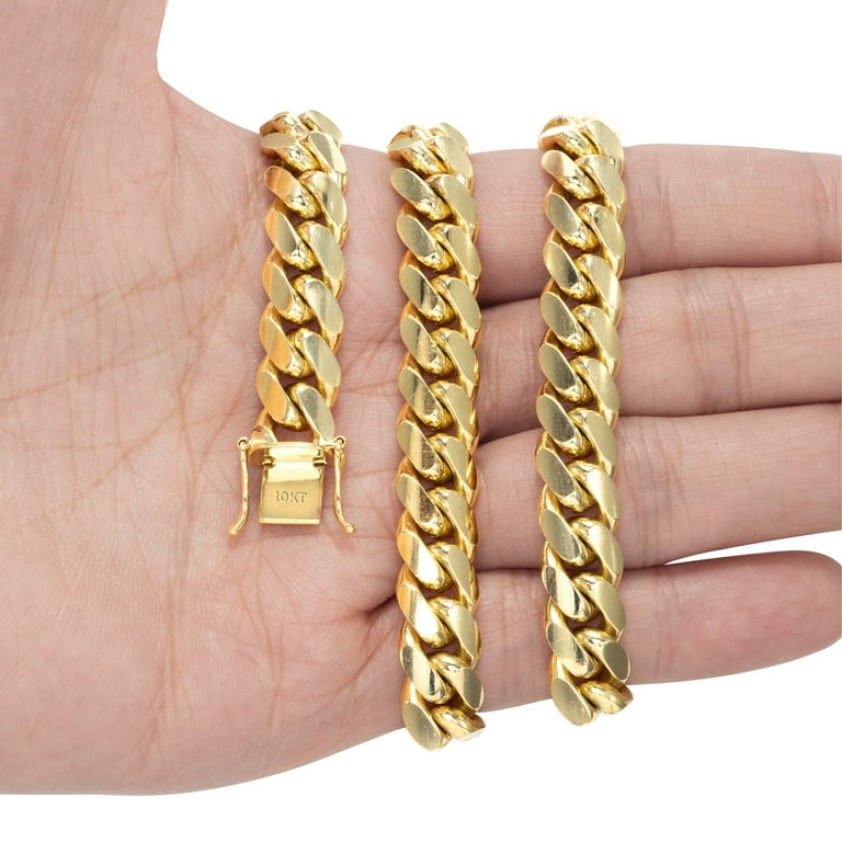 Nuragold 10K Real Yellow Gold Solid Miami Cuban Link Chain Nuragold 10K Real Yellow Gold Solid Miami Cuban Link Chain