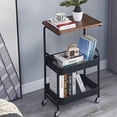 huaart 3 Tier Rolling Cart with Wheels, Storage Cart with Wood Table ...