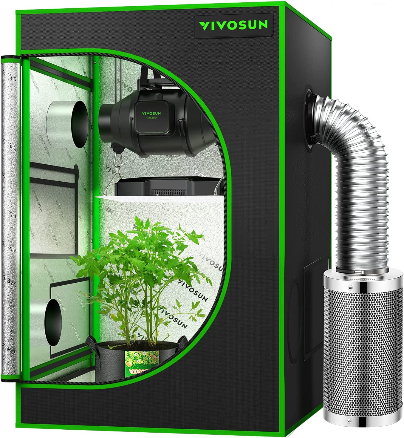 VIVOSUN S223 2x2 Grow Tent, 24"x24"x36" High Reflective Mylar with ...
