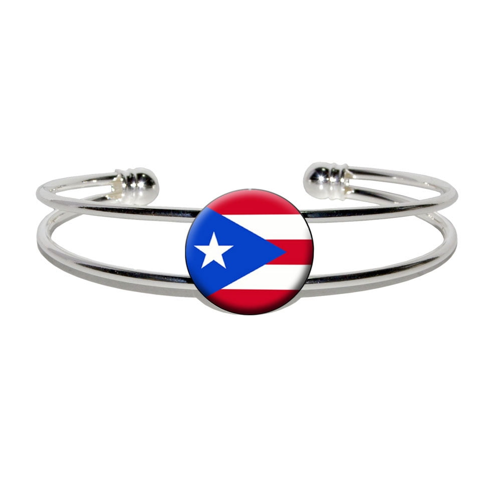 Puerto Rico Puerto Rican Flag Silver Plated Metal Cuff Bracelet ...
