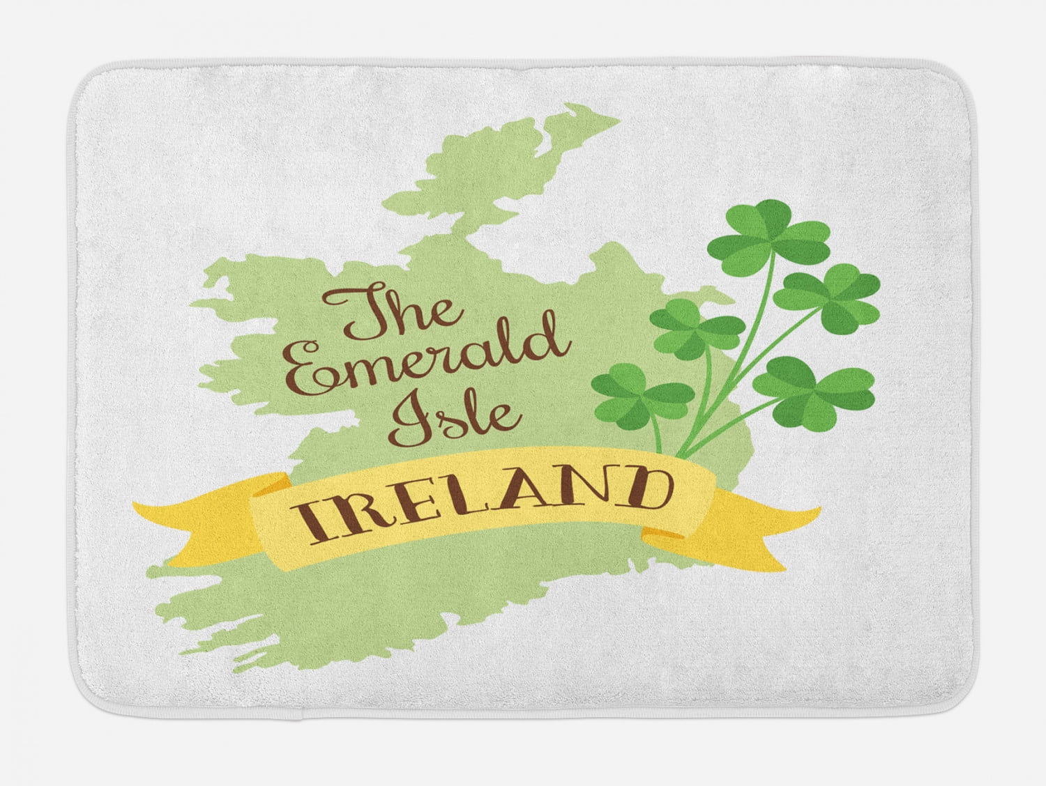 Ireland Map Bath Mat, The Emerald Isle Cursive Calligraphy with ...