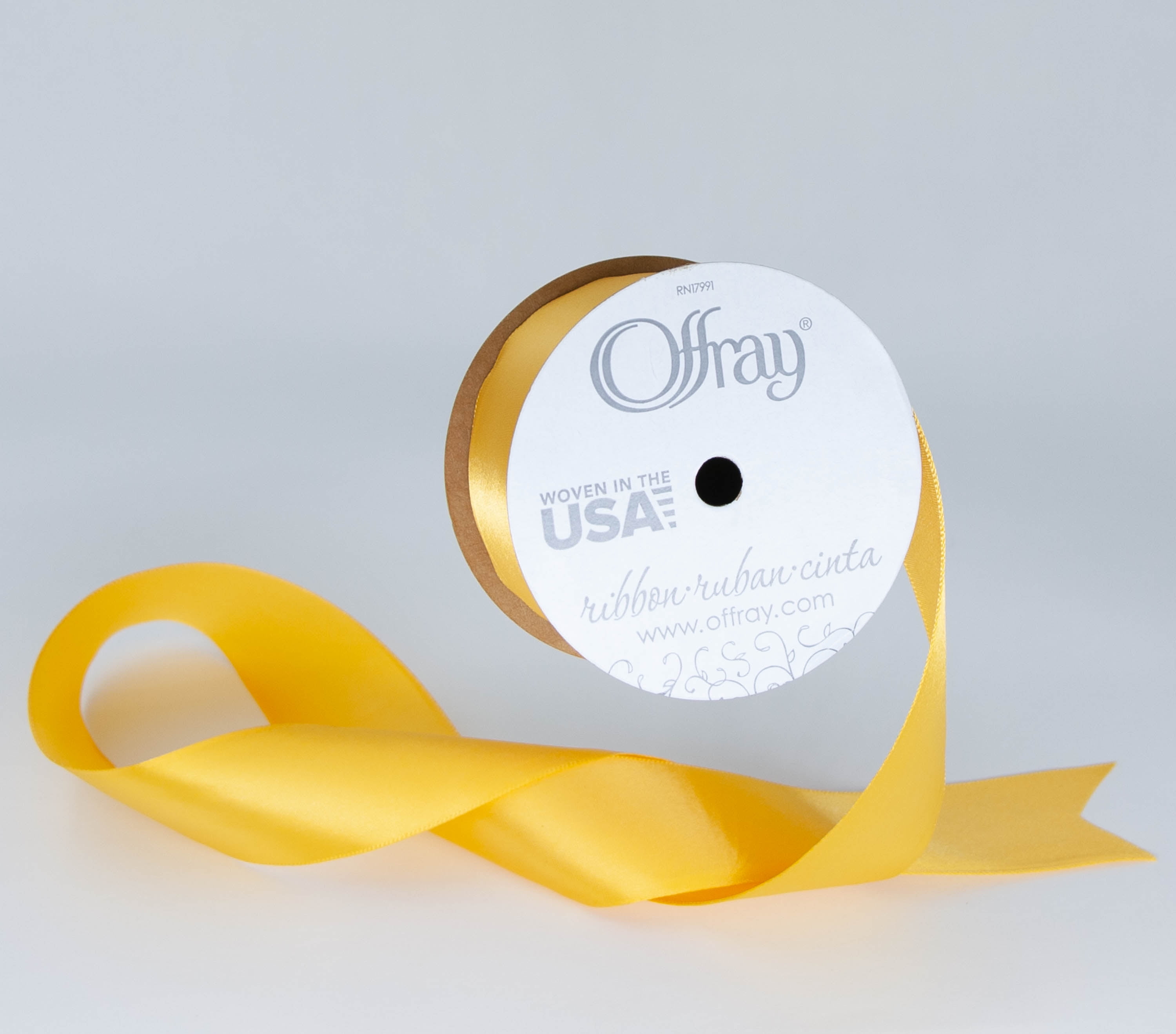 Offray Ribbon Yellow Gold 1 1 2 inch Single Face Satin Polyester Ribbon ...