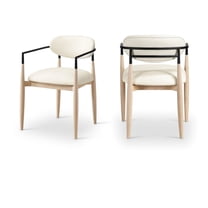 Meridian Furniture Riccio Cream Vegan Leather Dining Arm Chair (Set of ...