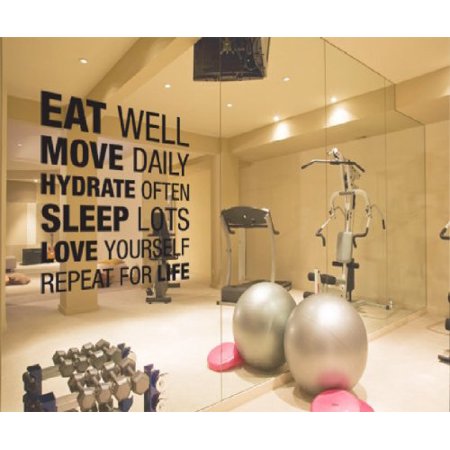 EAT WELL, MOVE DAILY, HYDRATE OFTEN, SLEEP LOTS ~ WALL DECAL, 13" X 21 ...