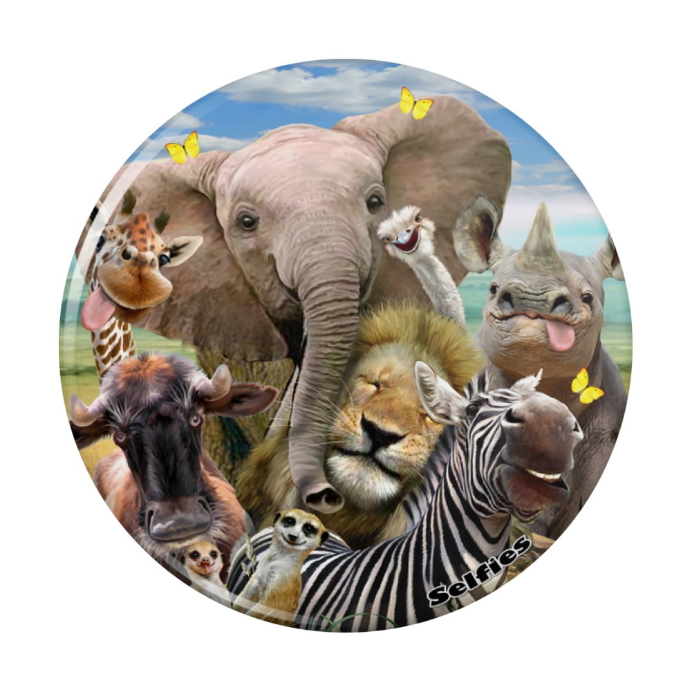 Africa Animals Selfie Giraffe Elephant Lion Zebra Kitchen Refrigerator ...