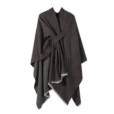Odeerbi Women's Shawl Wraps, Fall Winter Poncho, Open Front Cardigan, Dark Gray - Walmart.com