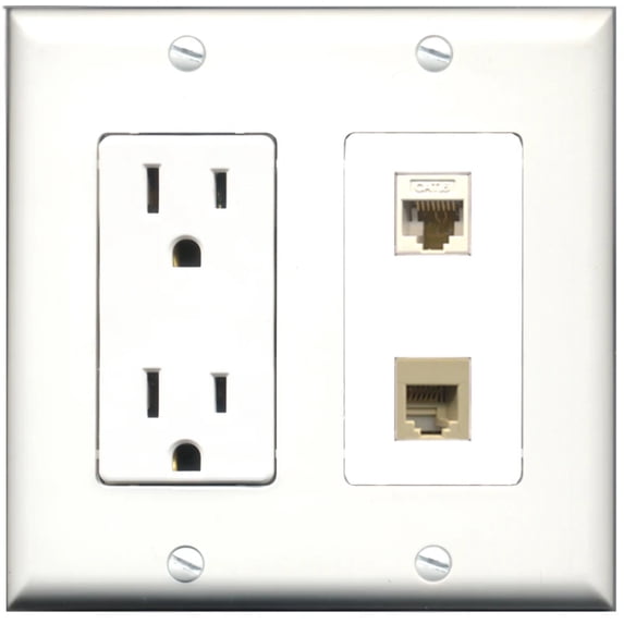 Ultra Spec Cables 15 Amp Power Outlet 1 Port Phone RJ11 RJ12 Beige 1 ...