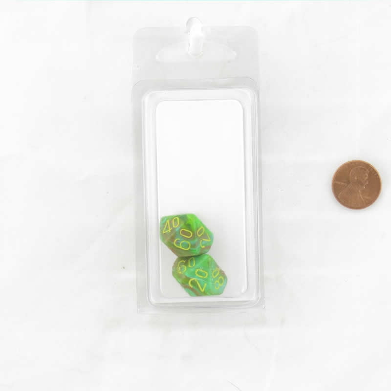 Slime Vortex Dice with Yellow Numbers 10s D10 Aprox 16mm (5/8in) Pack ...