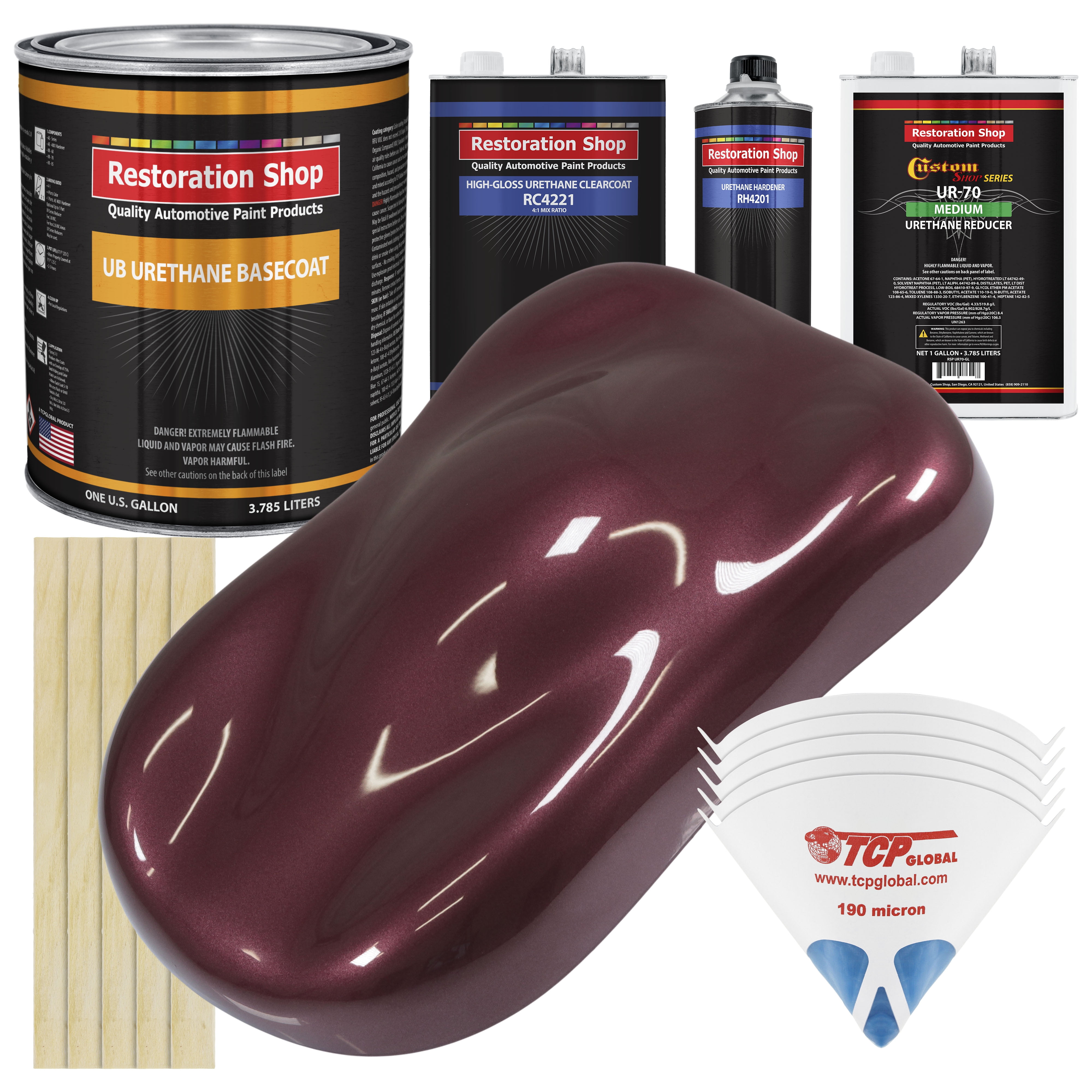 Vintage Burgundy Metallic Gallon URETHANE BASECOAT CLEARCOAT Car Auto ...