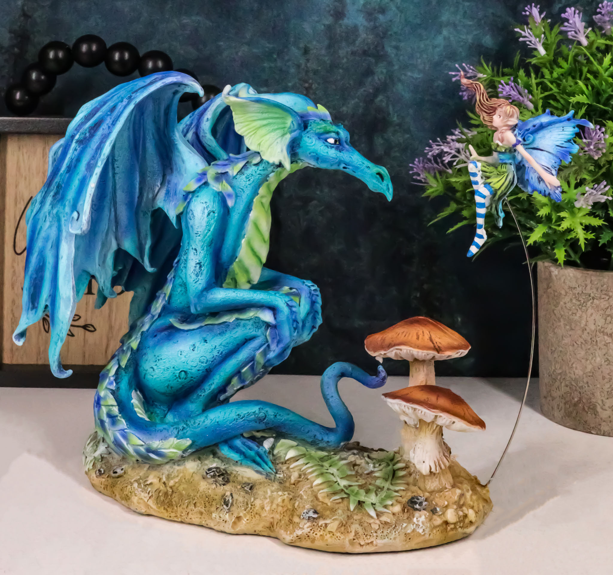 Amy Brown Strange Encounter Blue Dragon With Toadstool Pixie Fairy ...