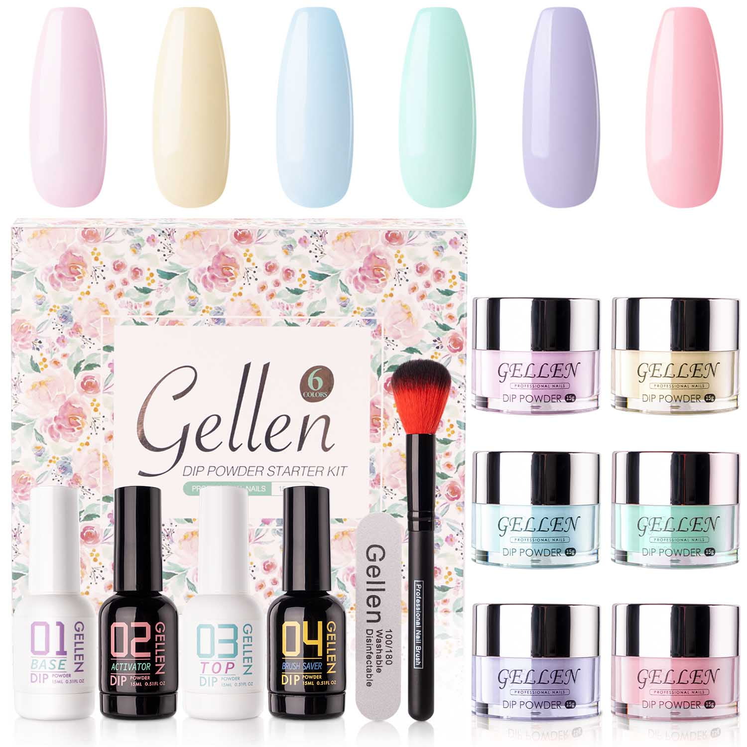 Gellen Dip Powder Nail Starter Kit - 6 Colors Pastel Macaron - Walmart.com