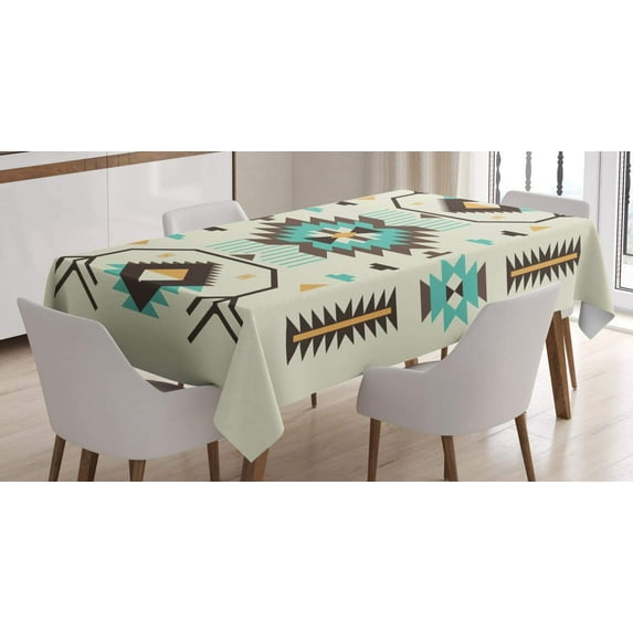 Southwestern Tablecloth, Ethnic Illustration of a Zigzags Design ...