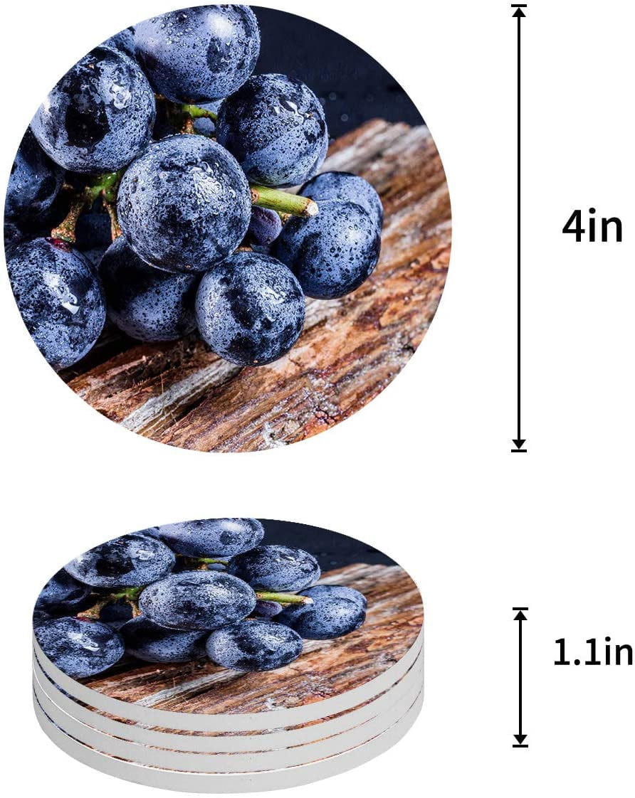 FMSHPON Grape Set of 6 Round Coaster for Drinks, Absorbent Ceramic ...