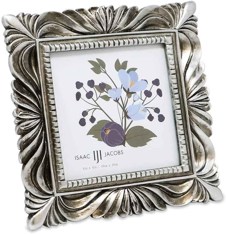 Isaac Jacobs 4x4 Silver Wave Picture Frame, for Tabletop Display ...