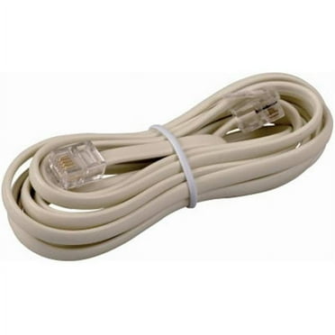 RCA White Telephone Landline Wire Cable Connector with 15ft Phone Line ...