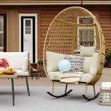 Uforic Wicker Outdoor Rocker Chair,Patio Rocking Egg Chair ,Basket ...