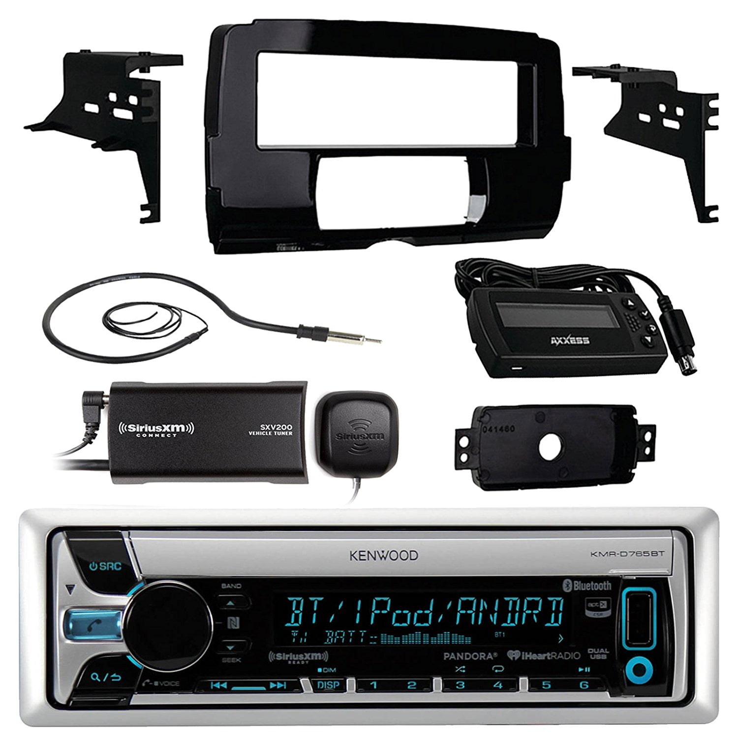 Audio Bundle For 2014 and Up Harley - Kenwood KMR-D765BT Marine USB/AUX ...