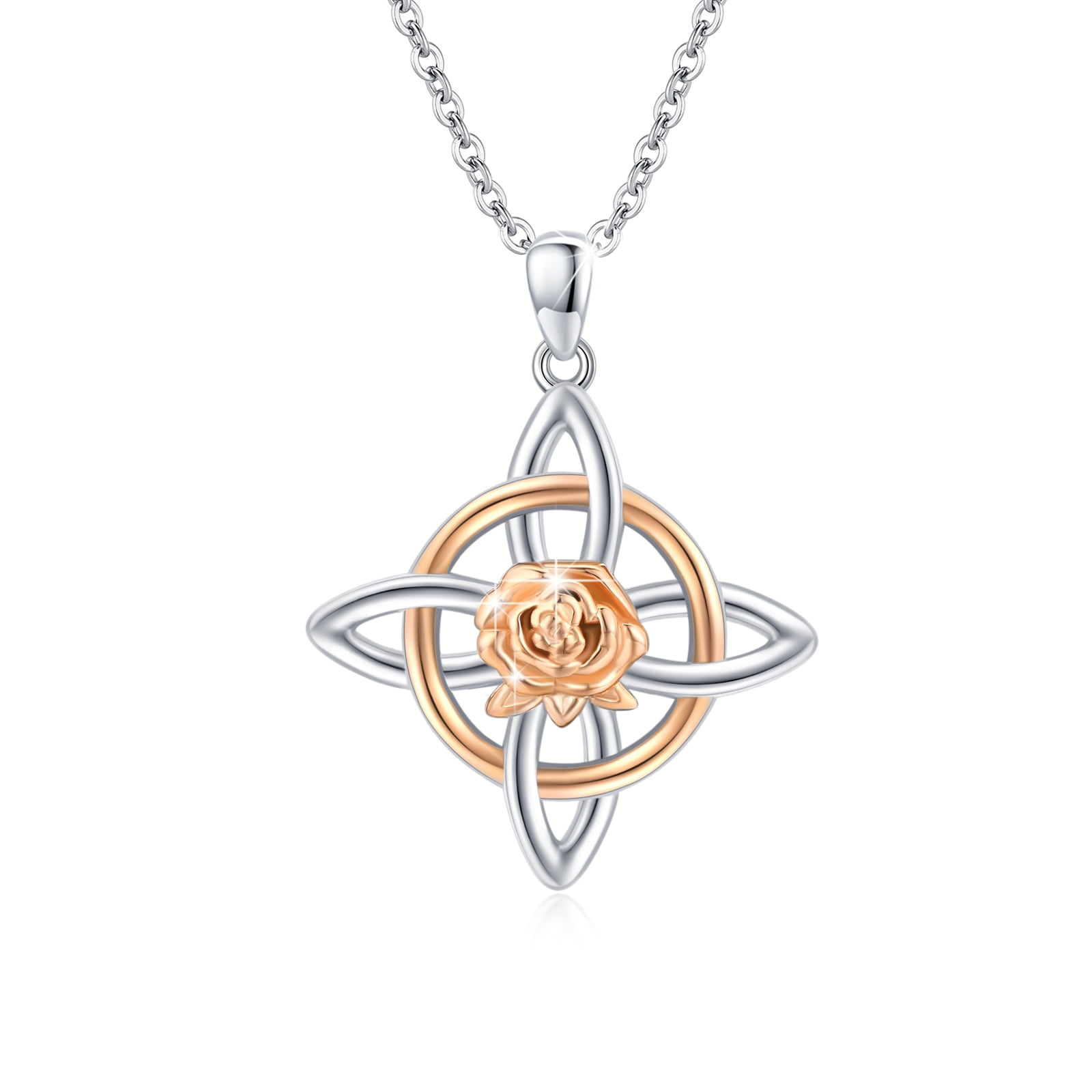 CUOKA MIRACLE Rose Necklaces Celtic Knot Cross Necklace 925 Sterling ...