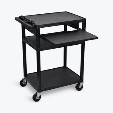 Luxor 300 lb. 24" x 18" 3-Shelf Black Utility Cart - Walmart.com