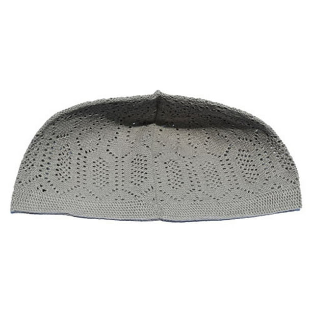 Mercan® Muslim Hat Grey Cotton Open-work Thin Turkish Kufi Taqiyah Head ...