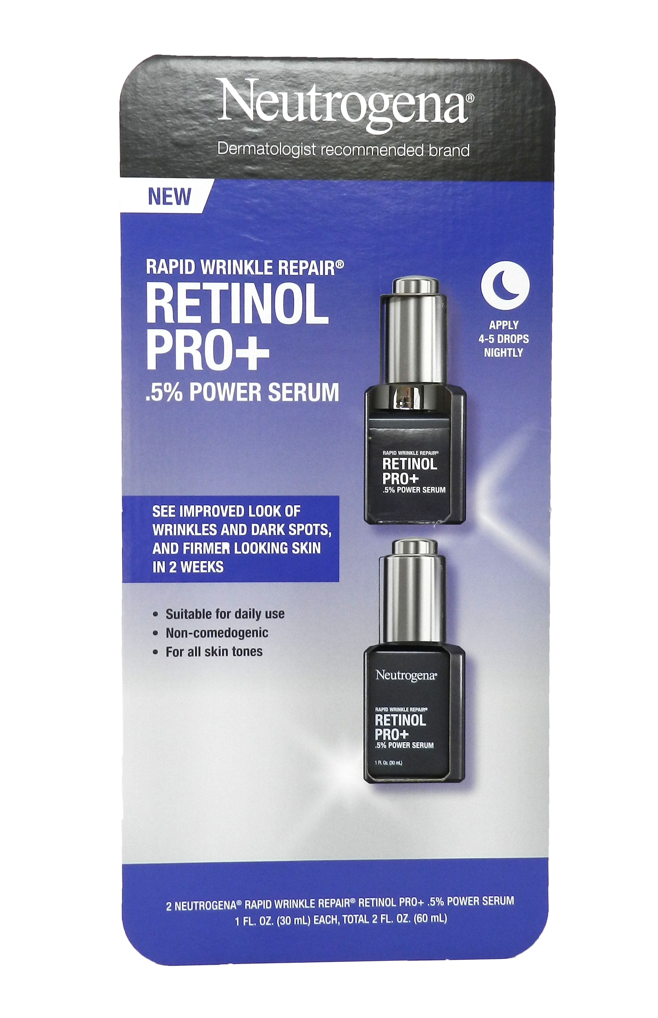 Neutrogena Rapid Wrinkle Repair Retinol Pro+ 0.5% Power Serum Duo Pack ...