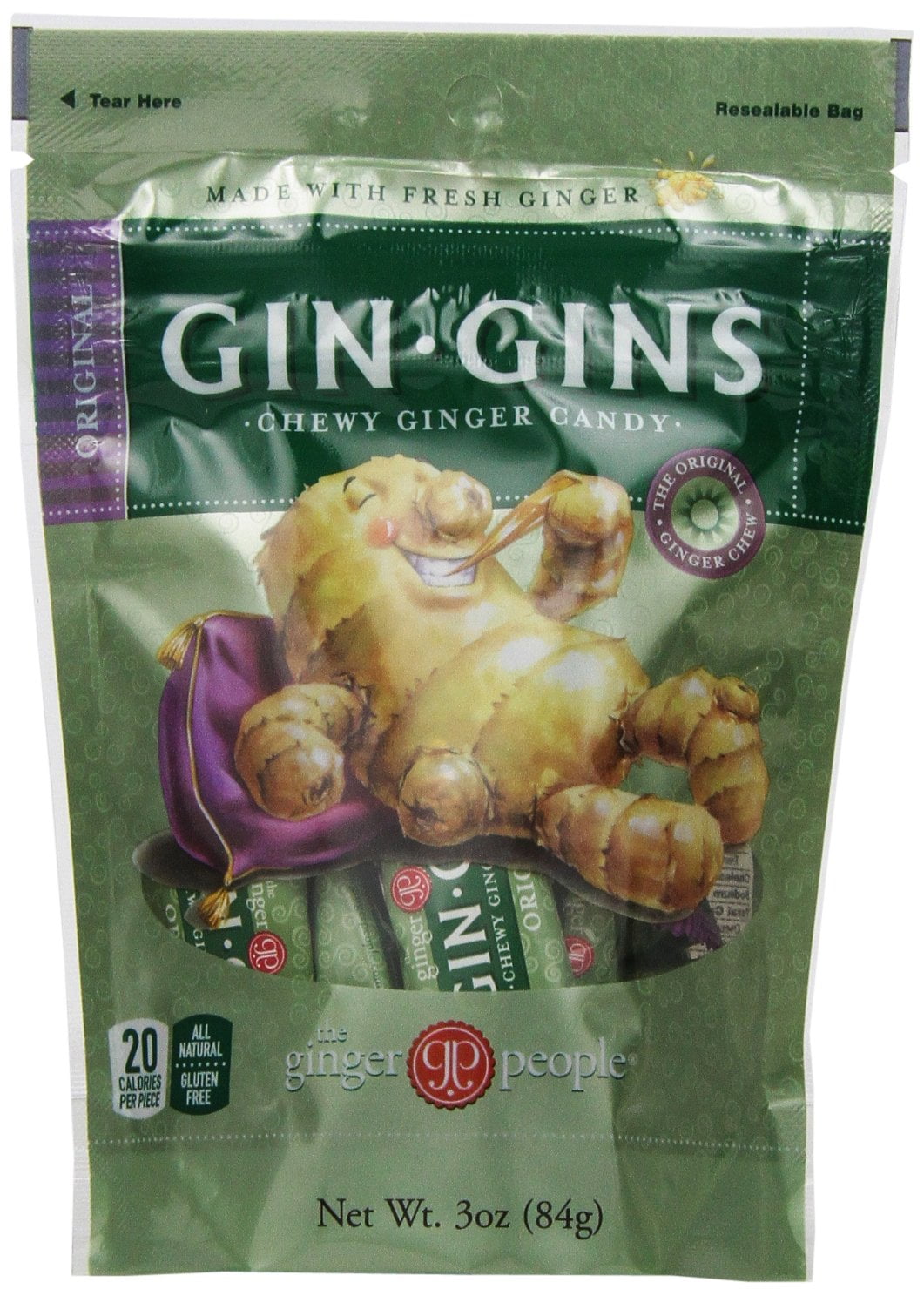 The Ginger People Original Ginger Chews, 3-Ounce Bags (Pack of 24 ...