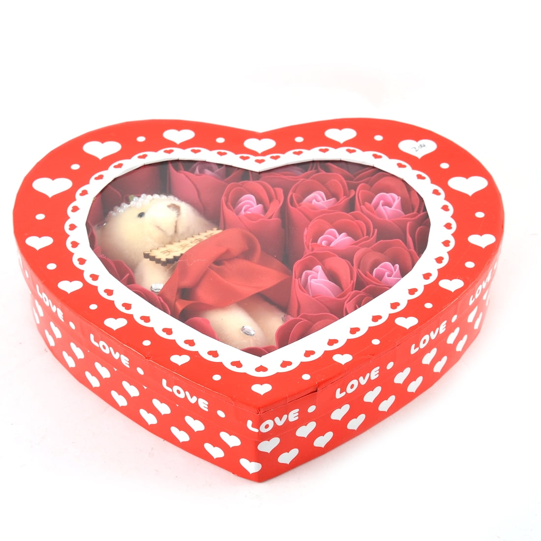 Unique Bargains Bear Puppet Red Rose Shaped Bath Soap Petal 22 in 1 ...