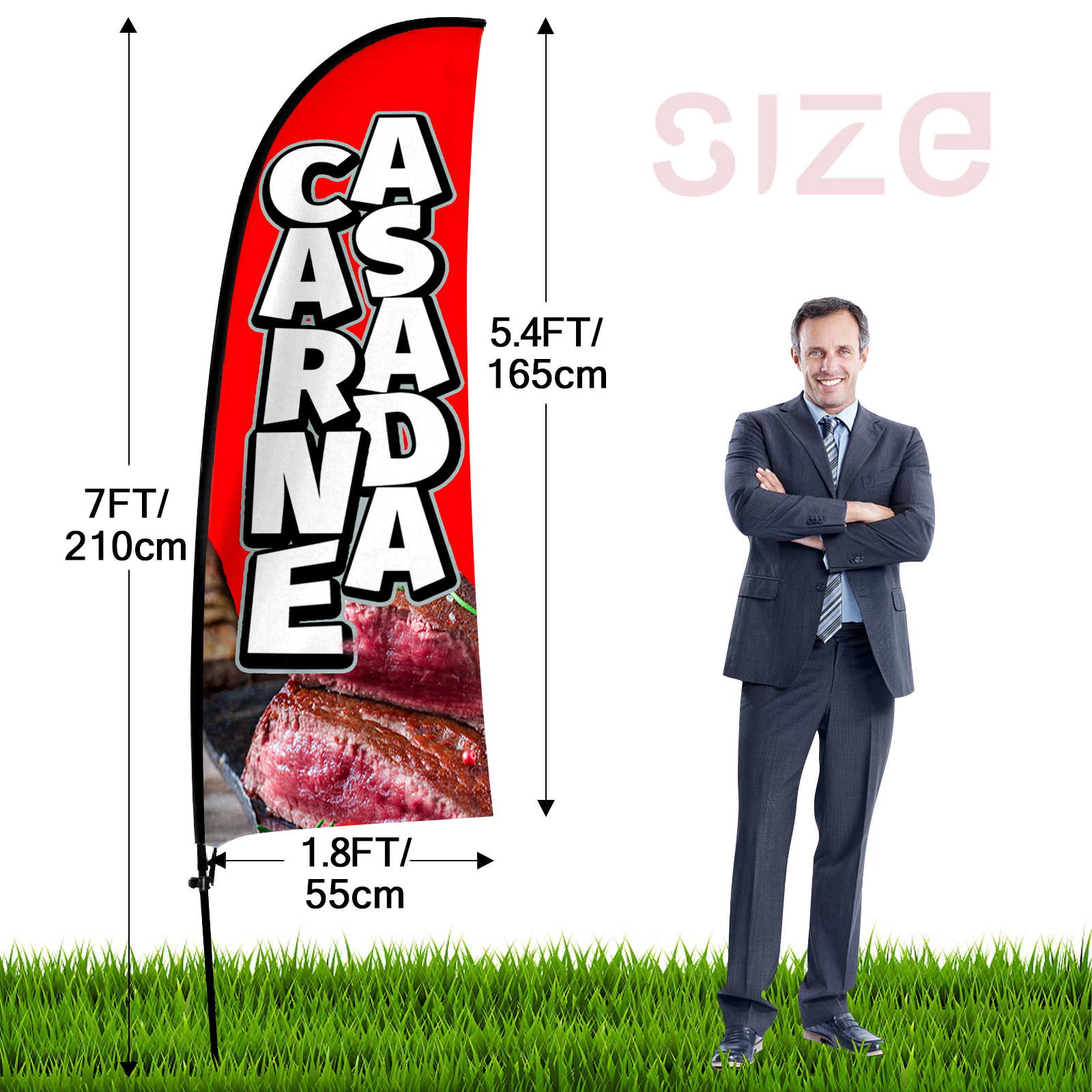 QSUM Carne Asada Feather Flag Kit,7FT Mexican Restaurant Advertising ...