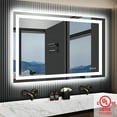 TOOLKISS Anti-fog Frameless Dimmable Mirror with Backlit and Front ...