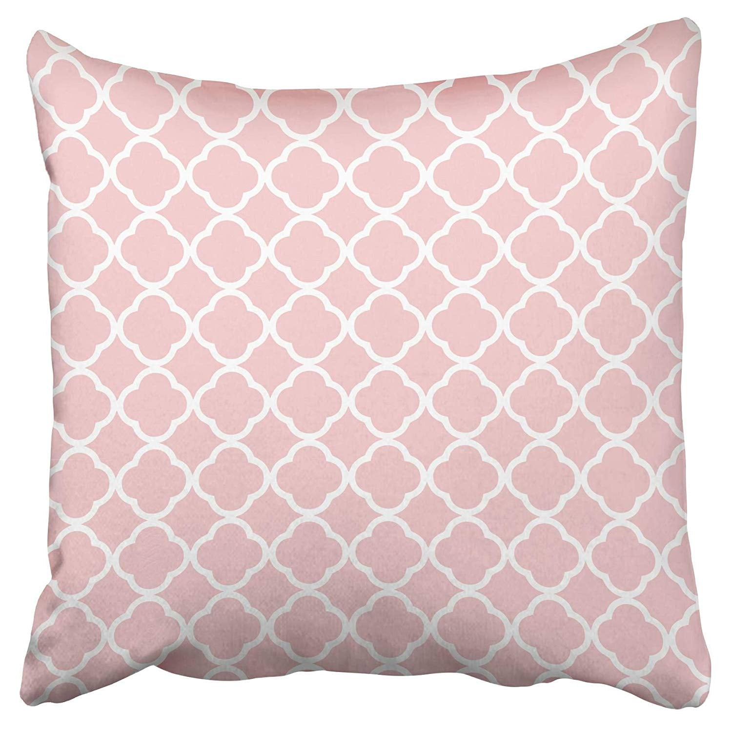 ECCOT Home Pretty Blush Pink White Quatrefoil Patterns Pillow Case ...