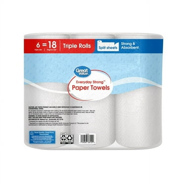 Great Value Ultra Strong Paper Towels, Big Sheets, 6 Double Rolls ...