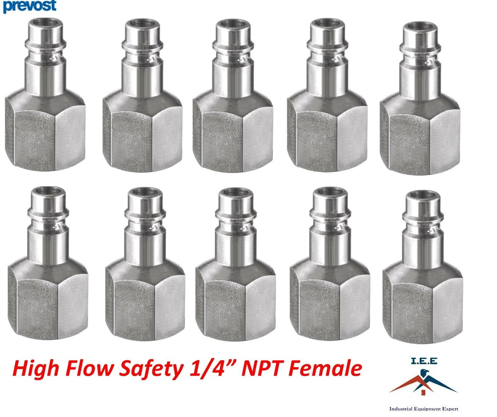 10 Pack Prevost 1/4" NPT High Flow Safety Tapered Female Thread Plug ...