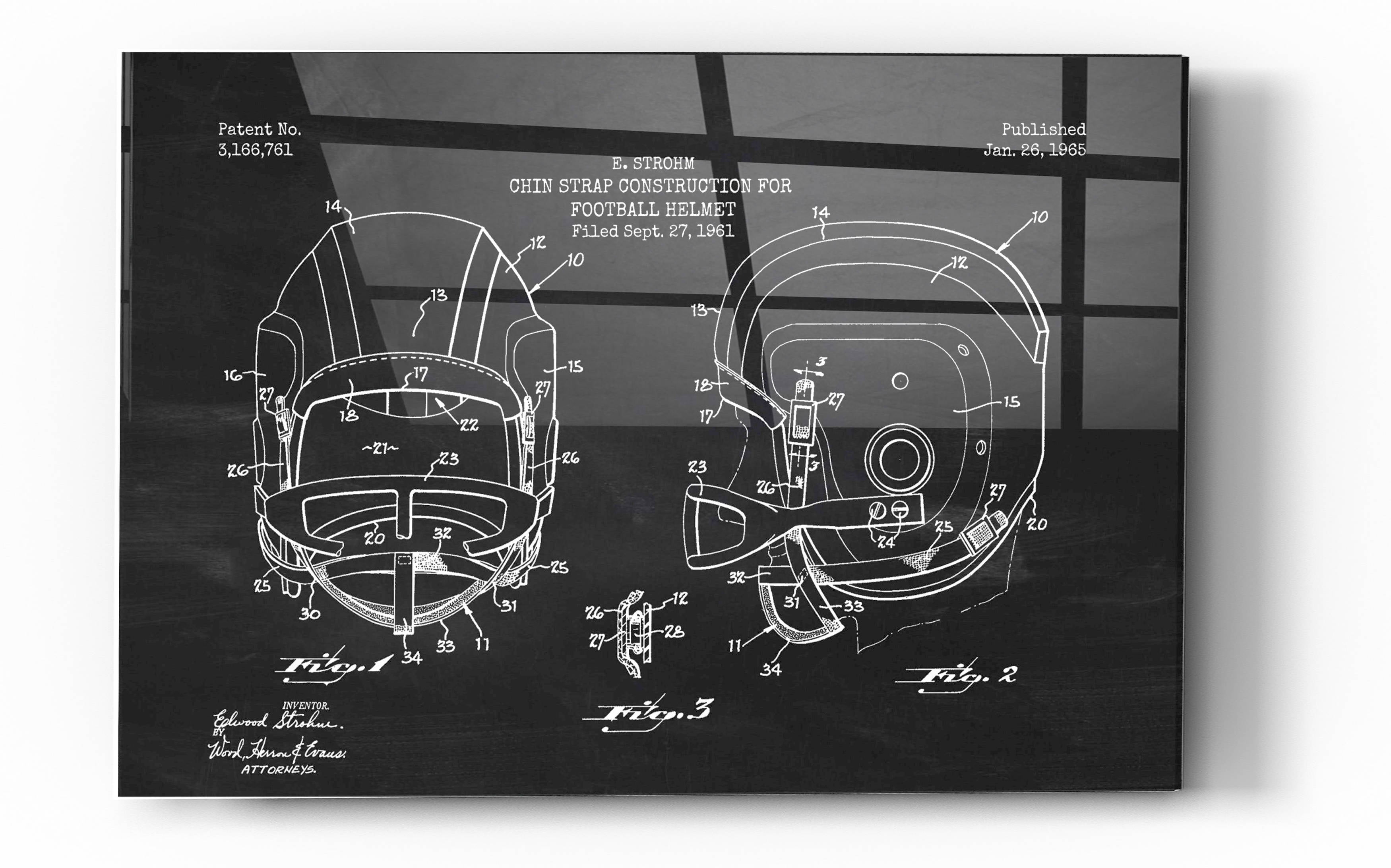 Epic Art 'Modern Football Helmet Blueprint Chalkboard Patent' Acrylic ...