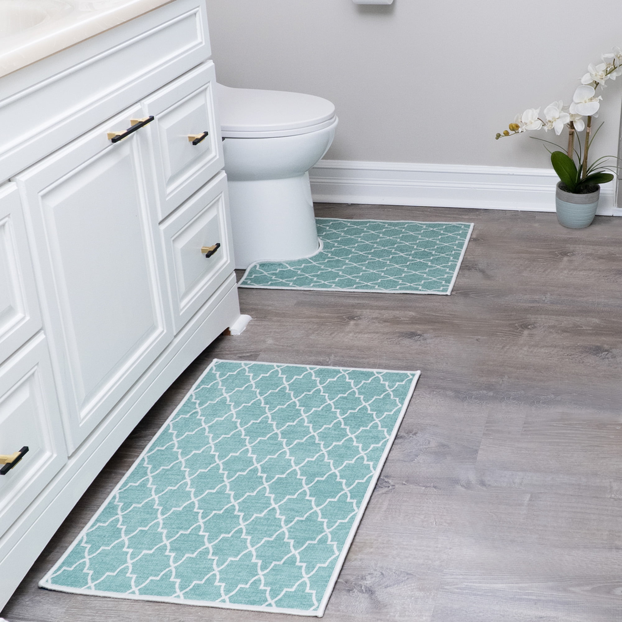 Sussexhome Toilet Mat Set - 2-Piece Designer Print Bathroom Contour ...