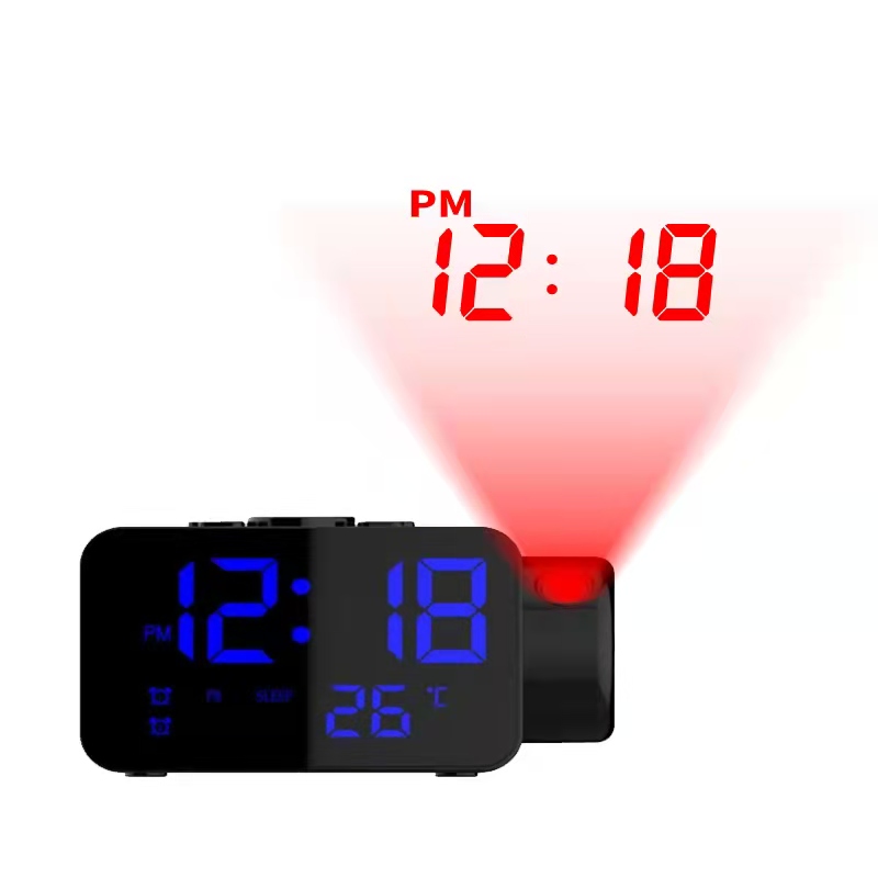 Puloru Smart Projection Alarm Clock with LED Inclined Screen FM Radio ...