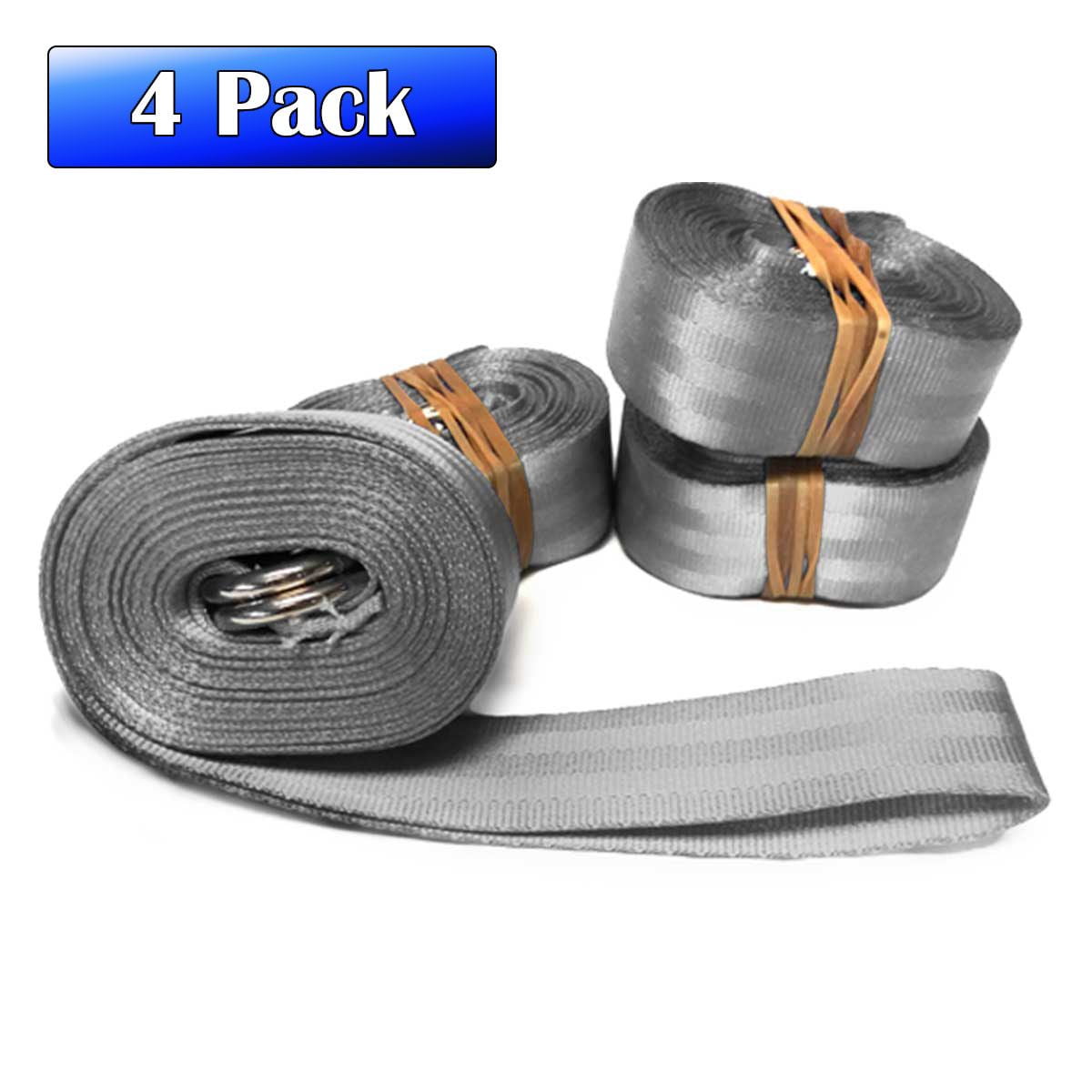 Moose Supply Double D Ring Nylon Webbing Tie Down Straps, 4 Pack, 2 in ...