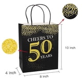 WRAPAHOLIC Medium Size Gift Bags - 12 Pack Cheers to 50 Years Black and ...