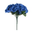 Efavormart 14 Royal Blue Velvet Roses Artificial Flower Bouquet for DIY ...
