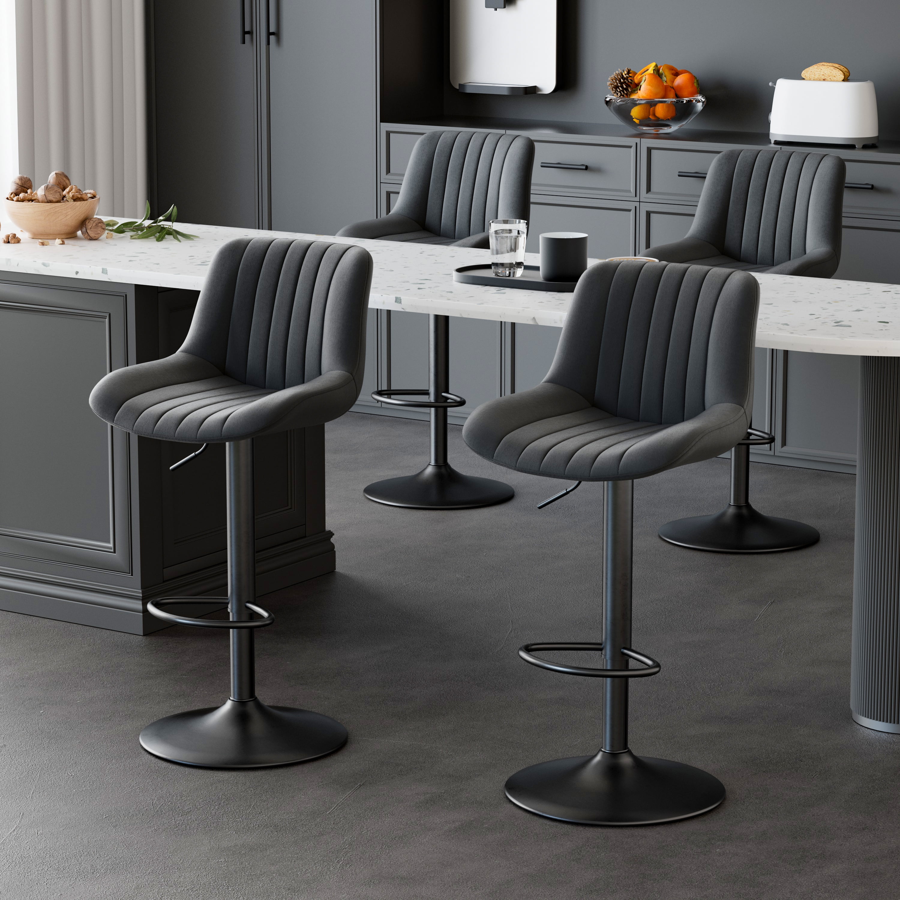 Hawsaiy Modern Adjustable Swivel Stools Set of 4, Counter Height Chairs ...