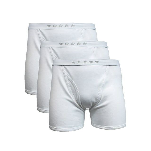 Mens Cotton Blend Tag-less White Boxer Briefs (3-Packs) - Walmart.com