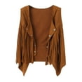 Jackets for Women Casual Fringe Vest Women Suede Open-Front Vintage ...